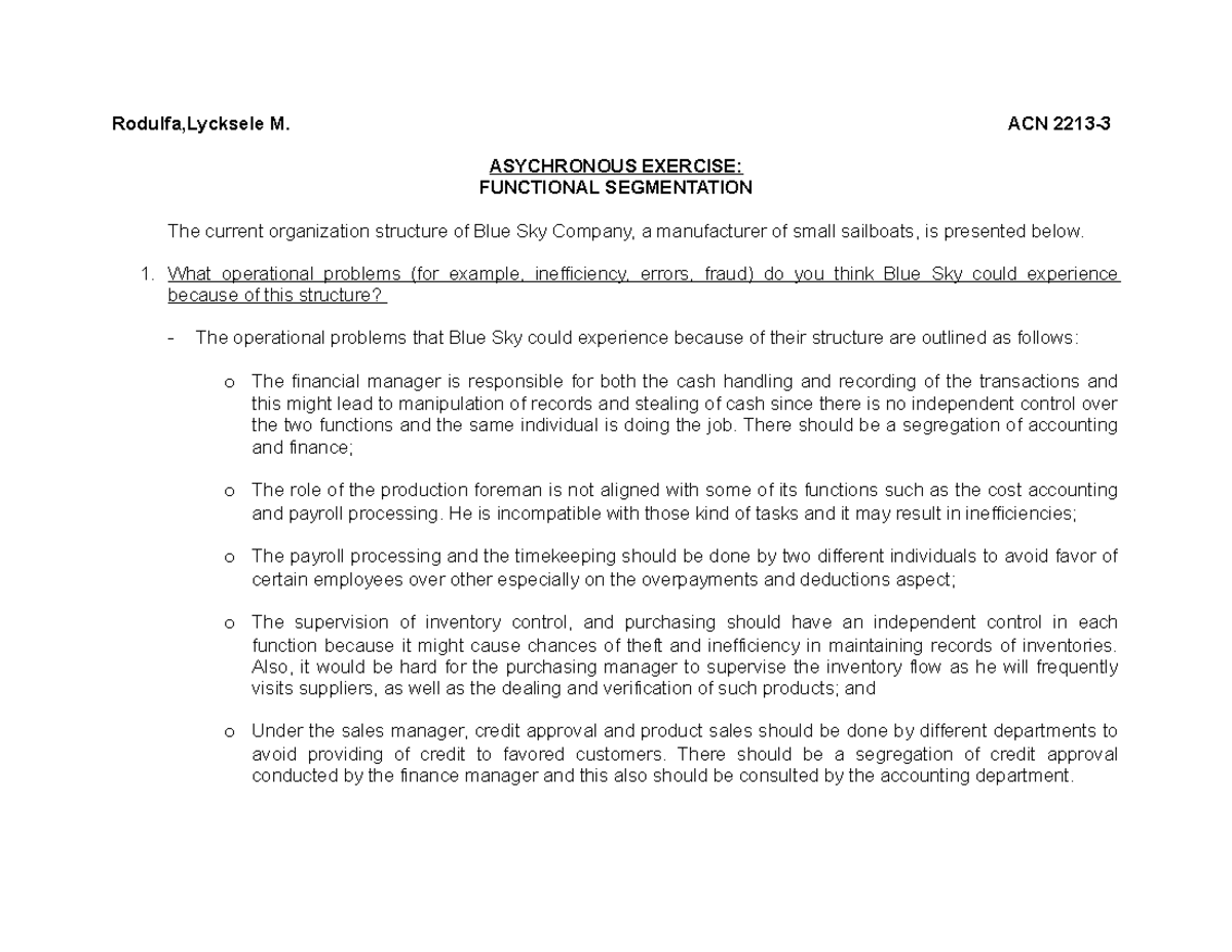 Functional Segmentation - Rodulfa,Lycksele M. ACN 2213- ASYCHRONOUS ...
