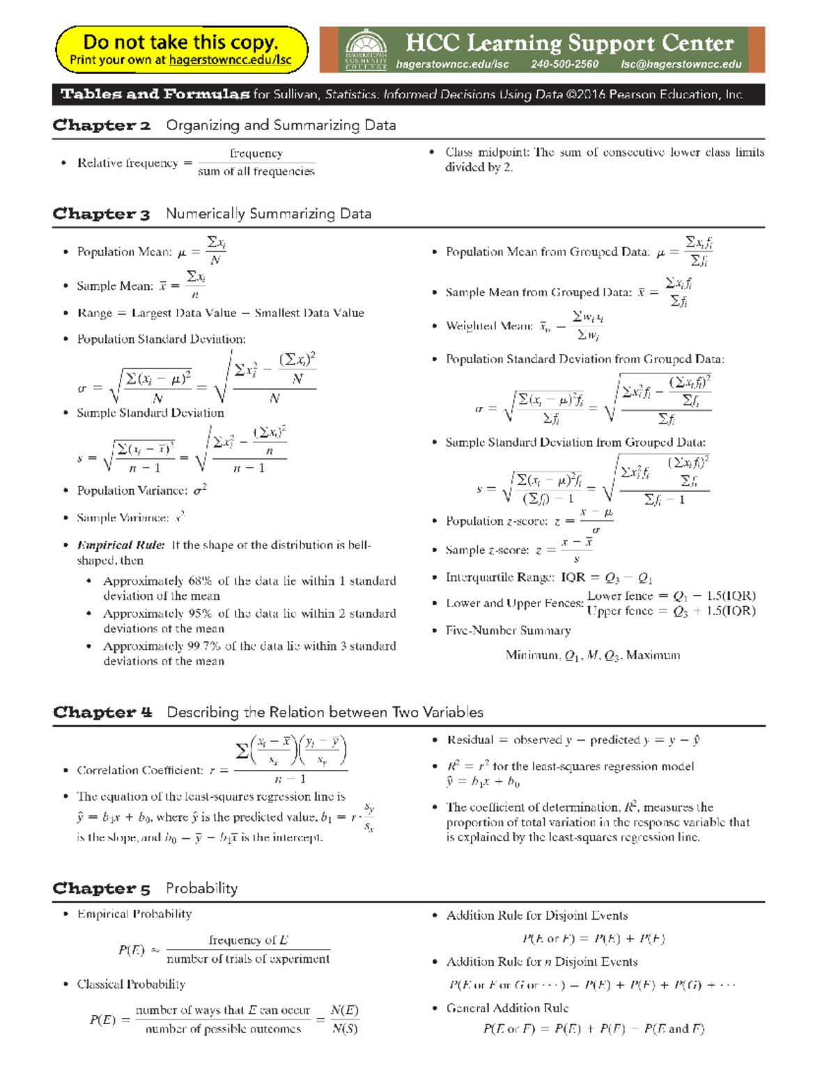 MAT 109 - Official Formula Packet - Chapter 6 Discrete Probability ...