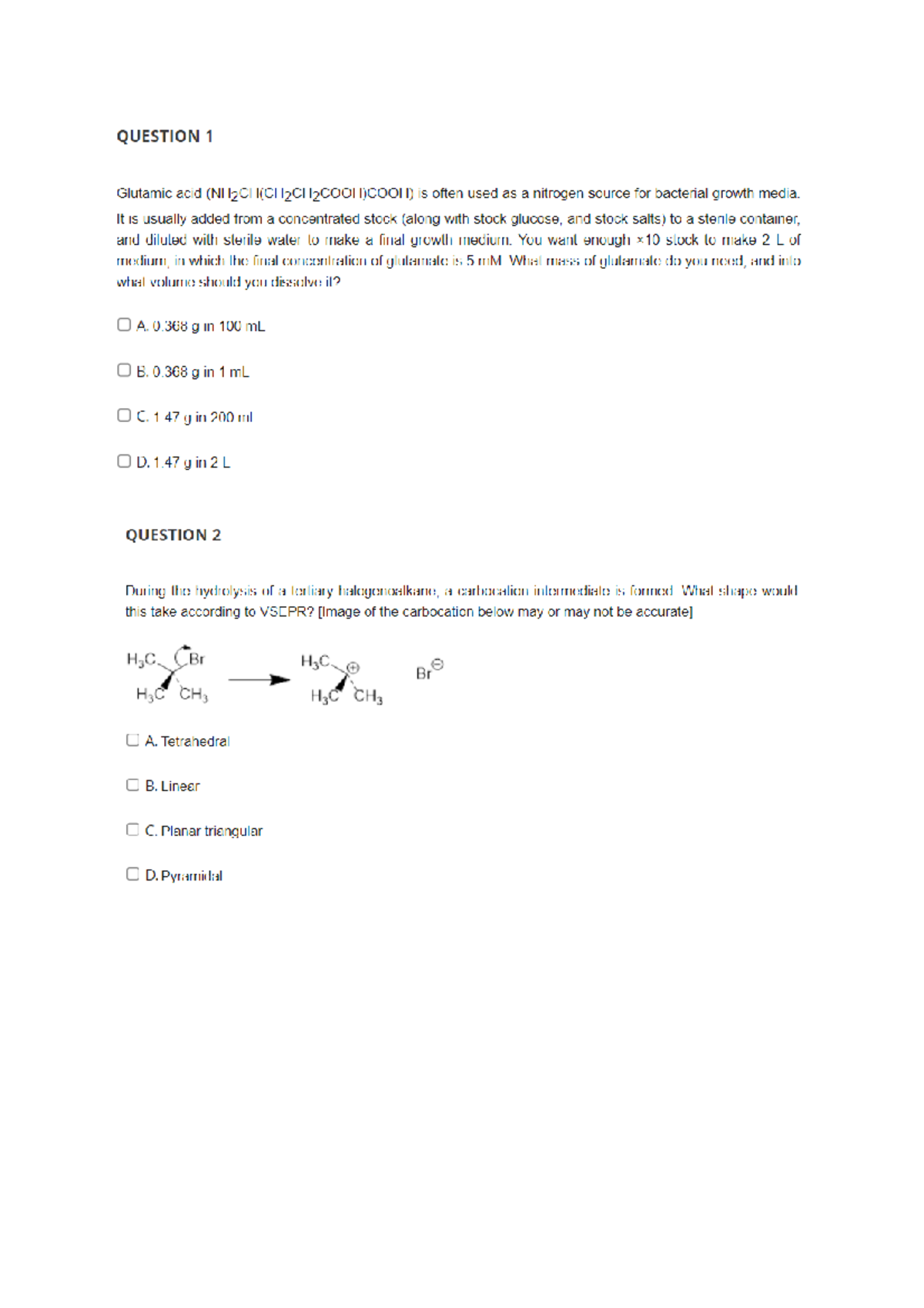 Worksheet - Molecules MCQs - LIF40005 - Studocu