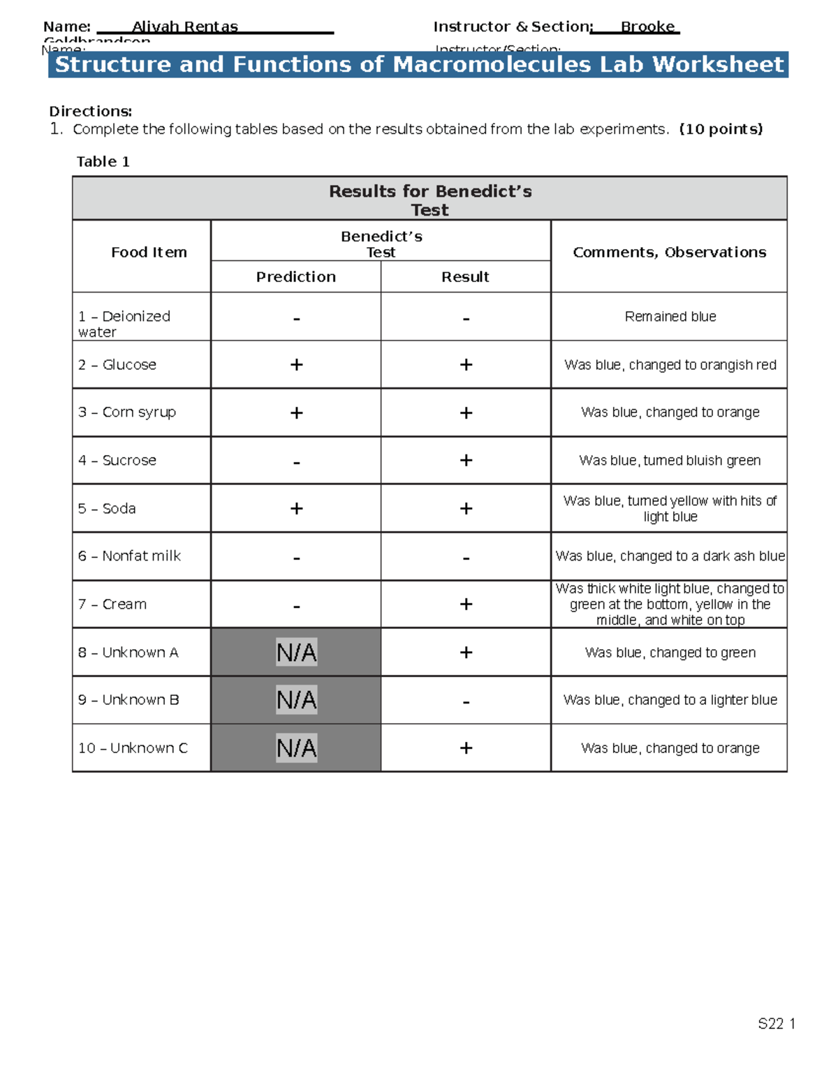 3 Macromolecules Wksht S22 - Name ...