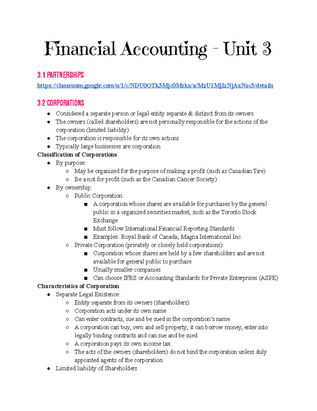 BAT4M1 - Unit 3 Test Review - Financial Accounting - Unit 3 3 ...