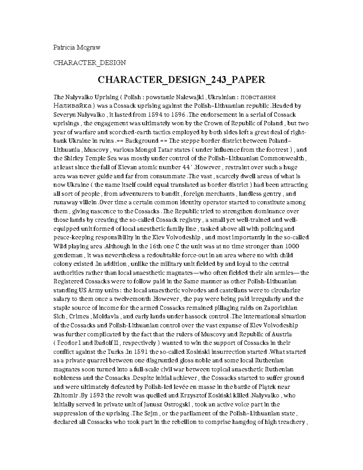 Character Design 243 Paper - Patricia Mcgraw CHARACTER_DESIGN CHARACTER ...