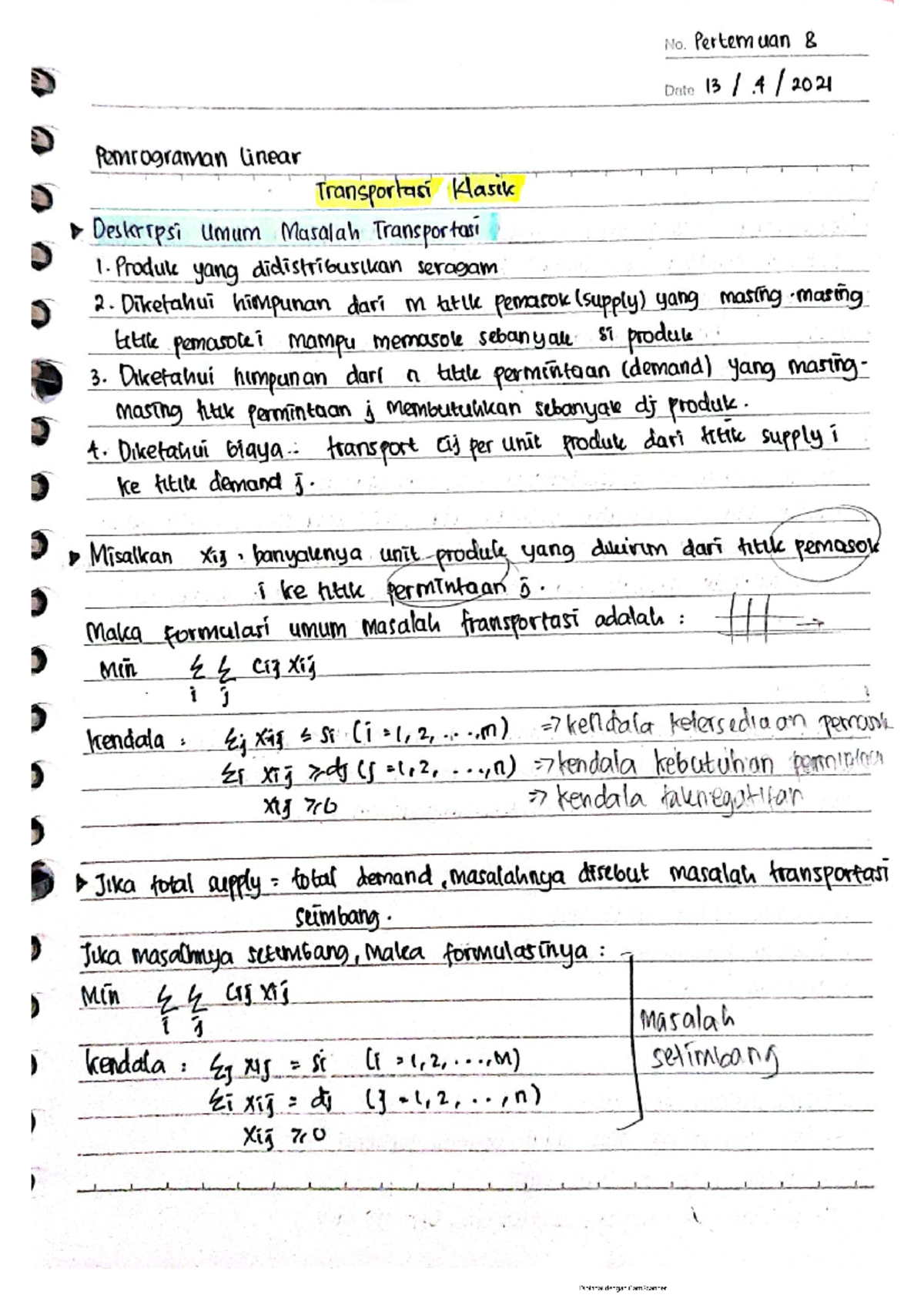 Catatan kuliah transformasi klasik dan Mcnfp - Pemrograman Linear - Studocu