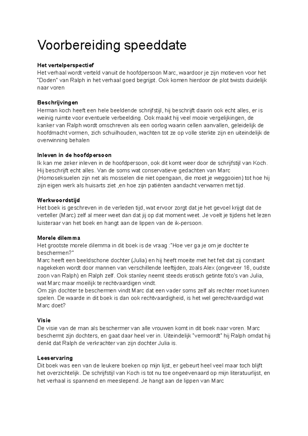 Voorbereiding speeddate - Ook komen hierdoor de plot twists duidelijk ...