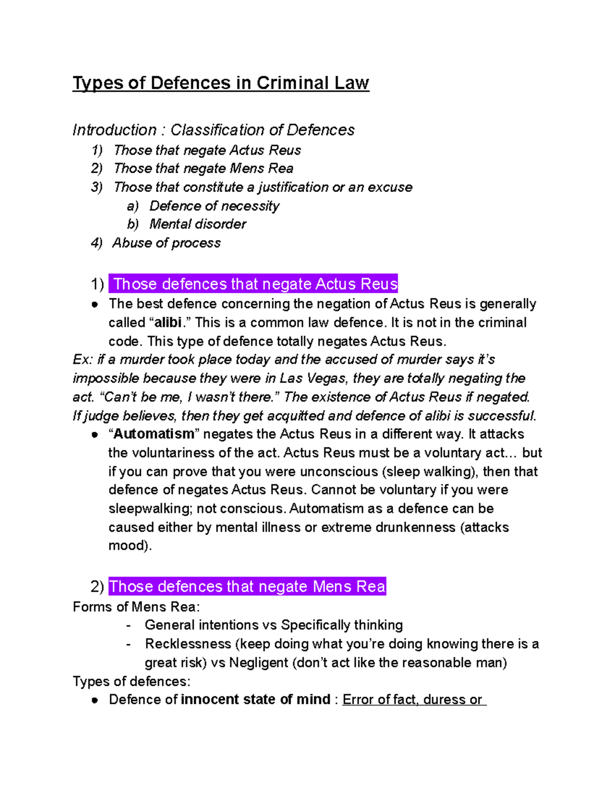 Types of defences in criminal law - Types of Defences in Criminal Law ...