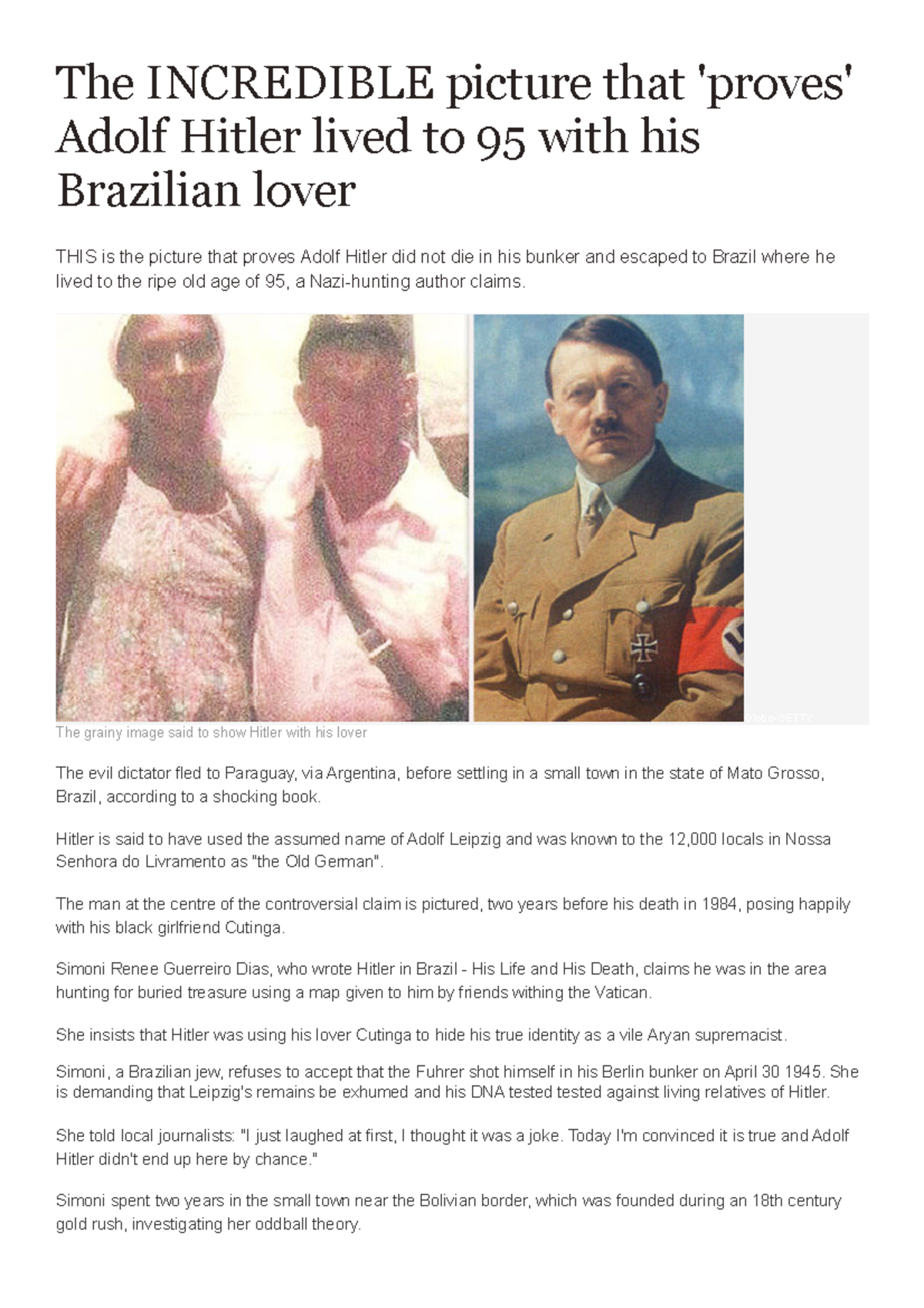 A picture showing Hitler alive - The INCREDIBLE picture that 'proves ...