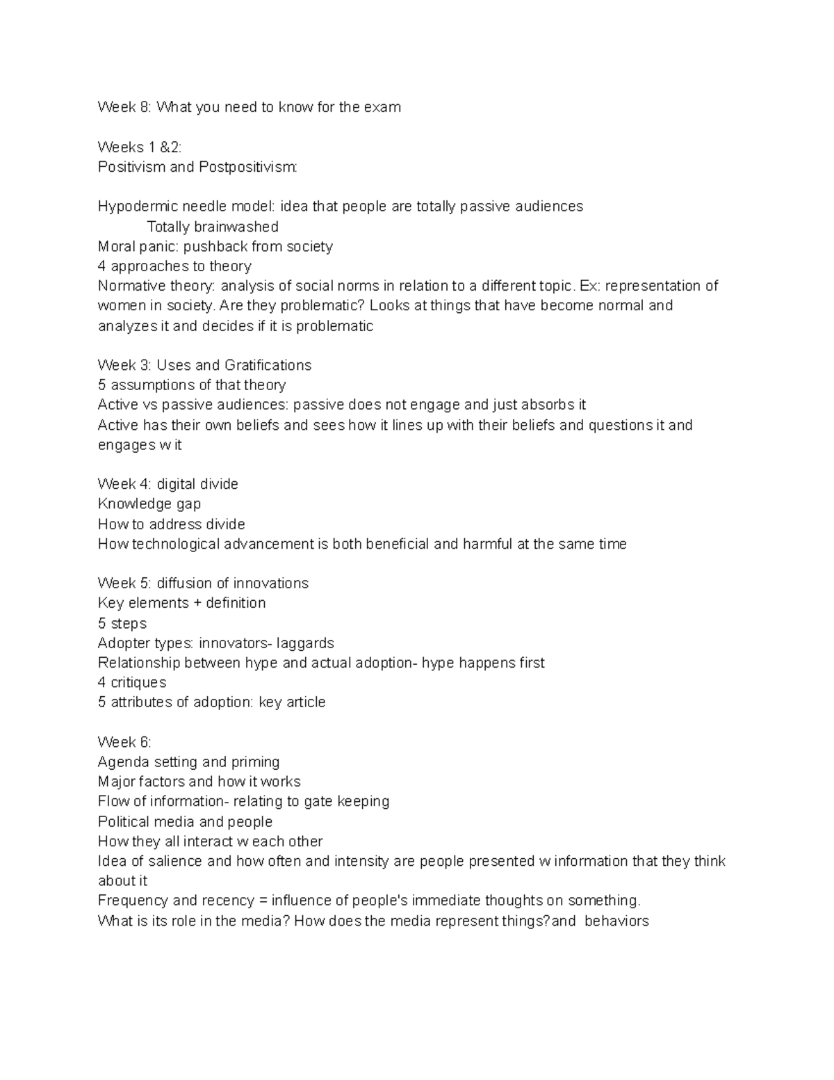 Exam Review - Week 8: What you need to know for the exam Weeks 1 &2 ...