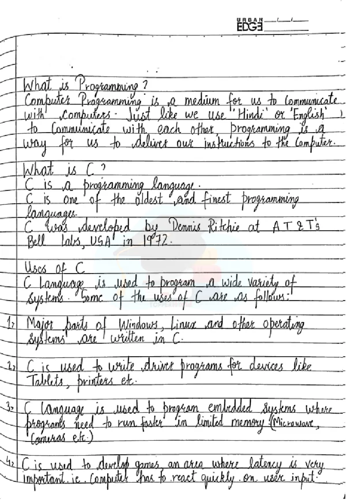 C-sc - Just some notes might help... - URBAN EDG3 What is Programming ...