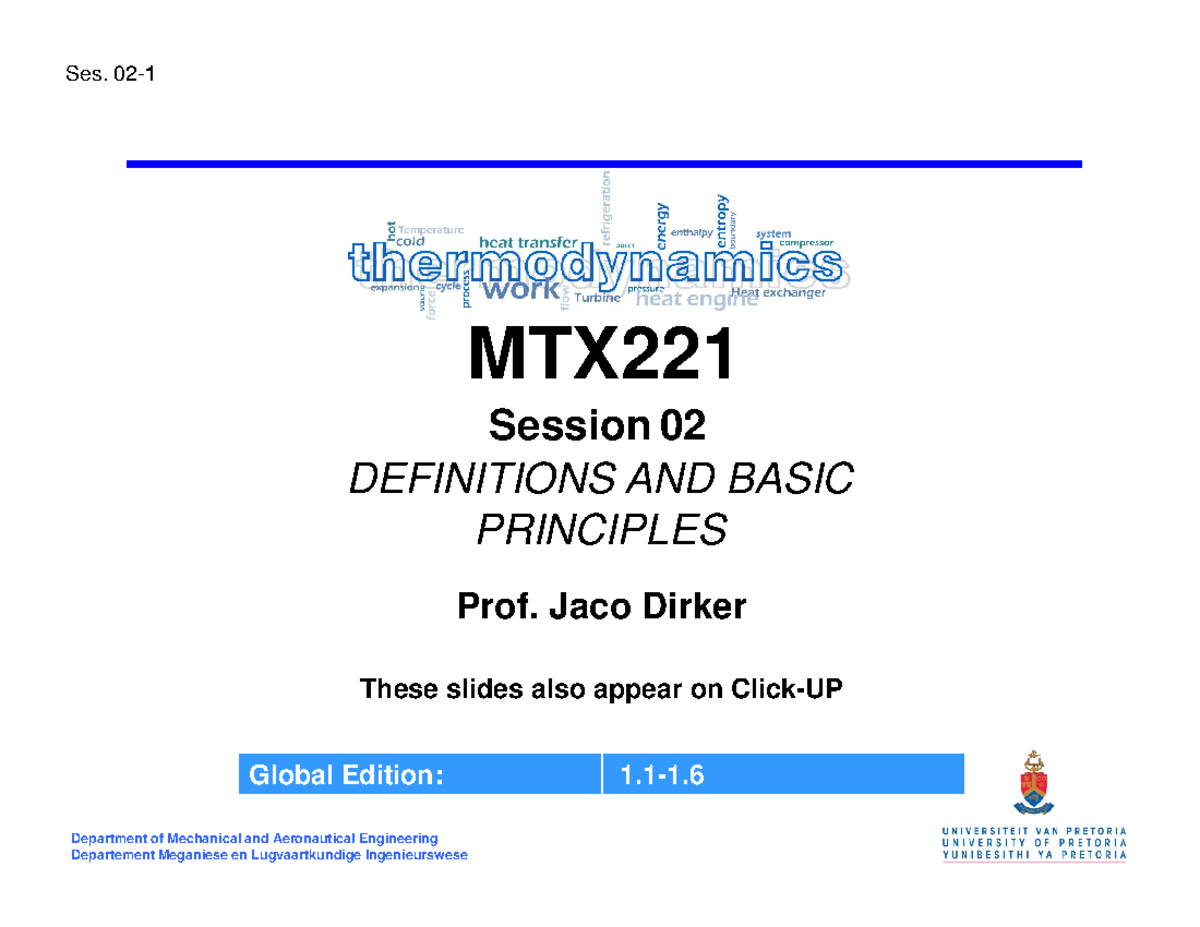 MTX221 2021 JD 02 Theme 2A - Prof. Jaco Dirker These slides also appear ...