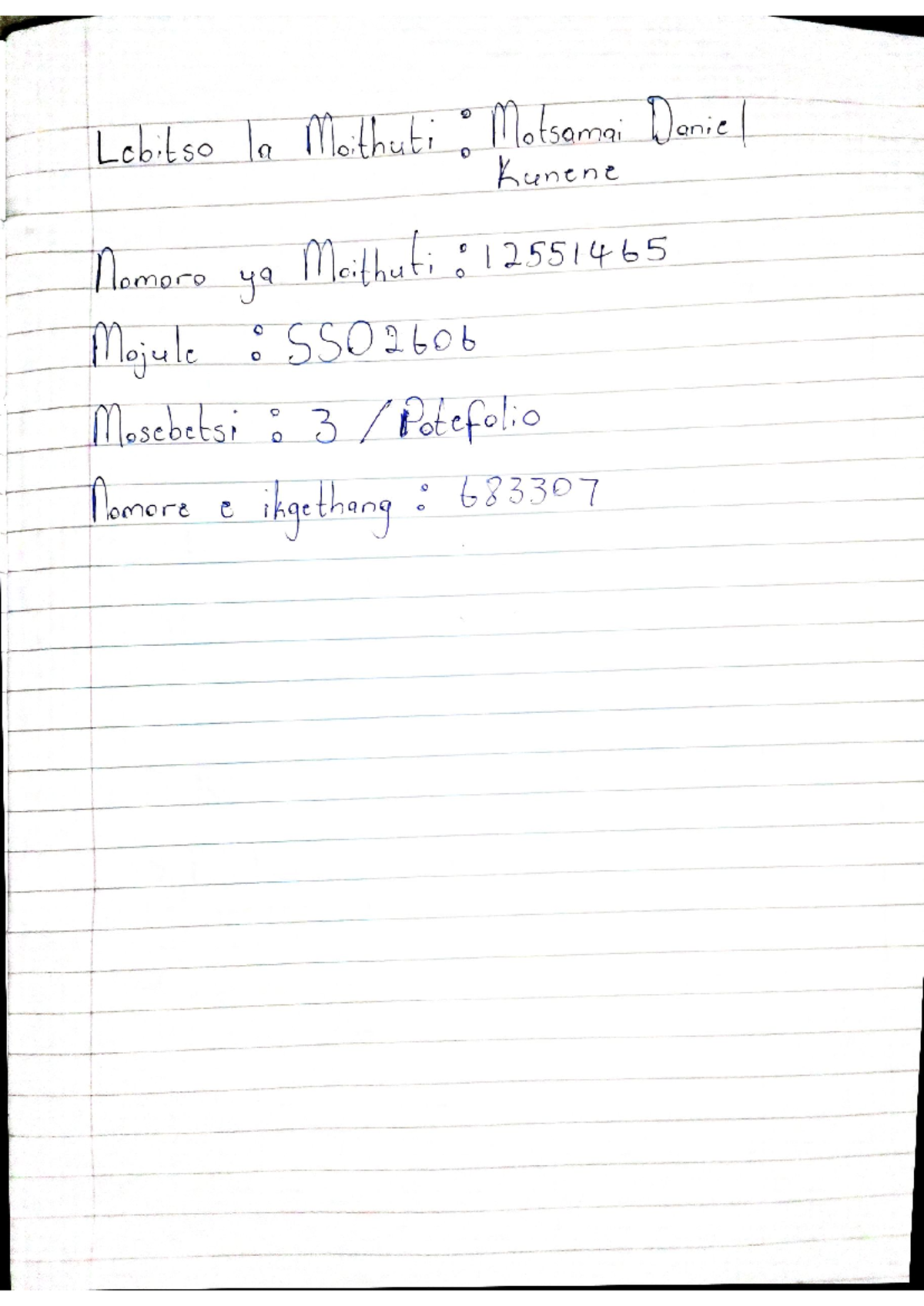 SSO2606 Assignment 3 - Lobitso la Moithuti : Motsamai Daniel Kunene ...