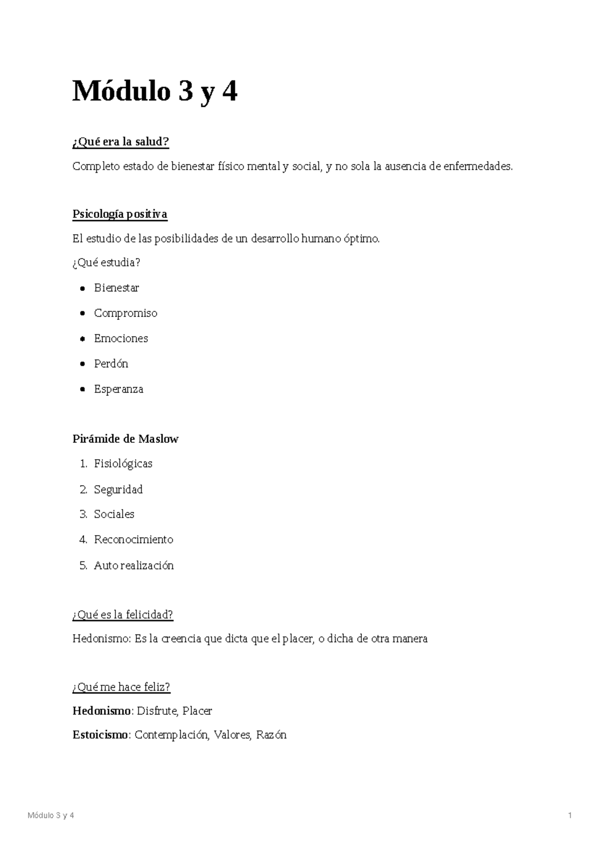 Resumen m3-m4 aprender - Módulo 3 y 4 1 Módulo 3 y 4 ¿Qué era la salud ...