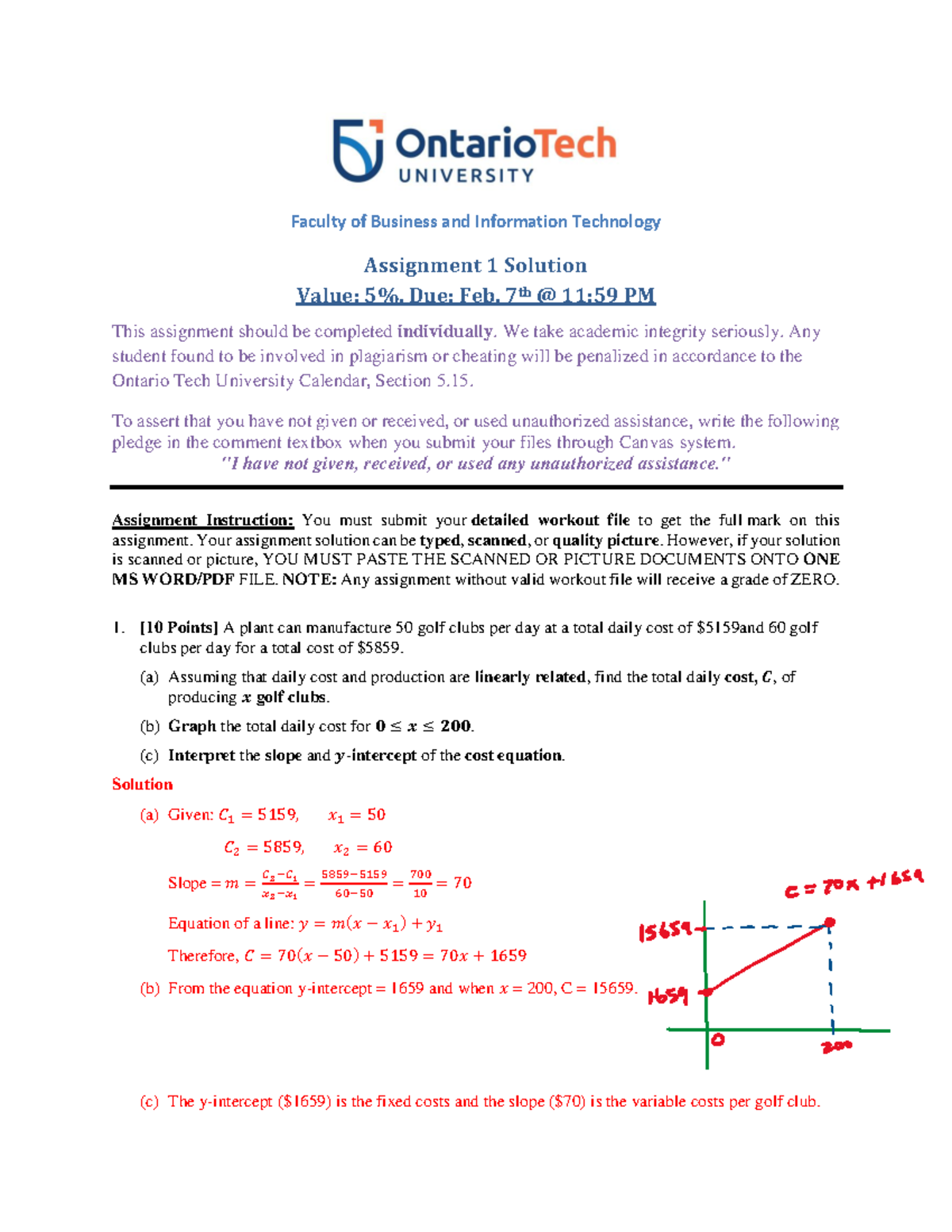 Assignment 1 Solution math - Faculty of Business and Information ...