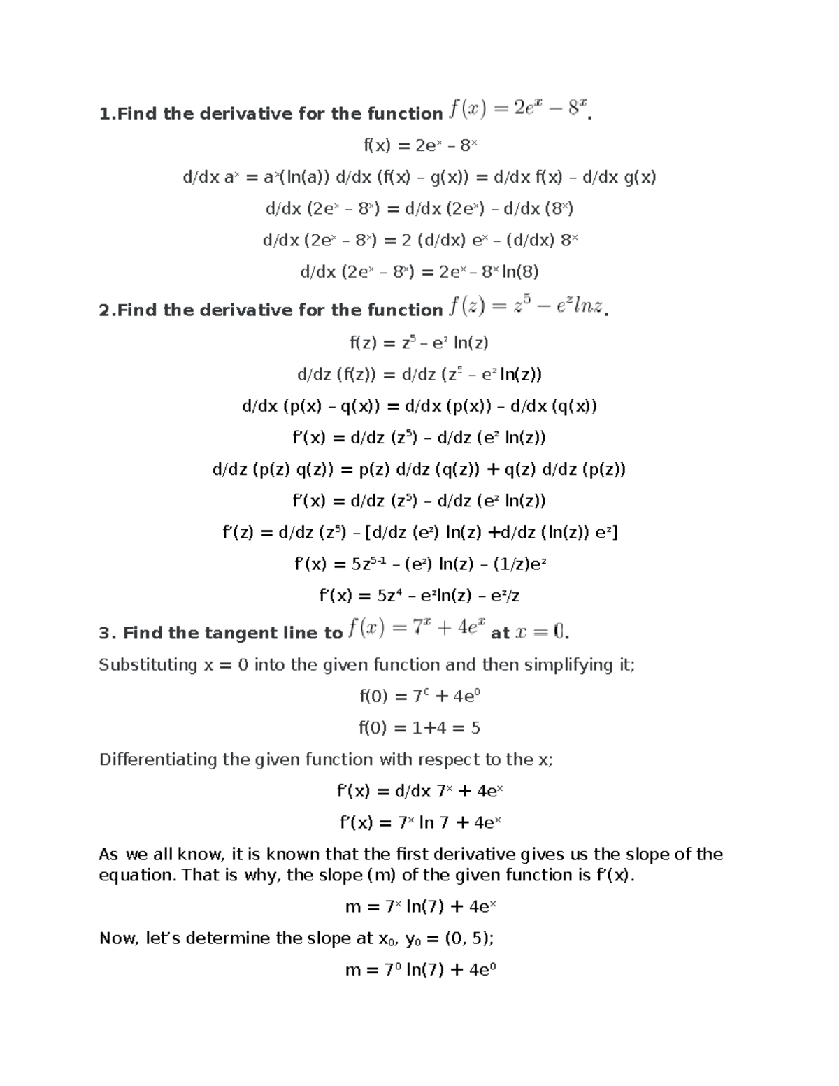 Unit 5 - Assignment - Math - 1 the derivative for the function. f(x ...