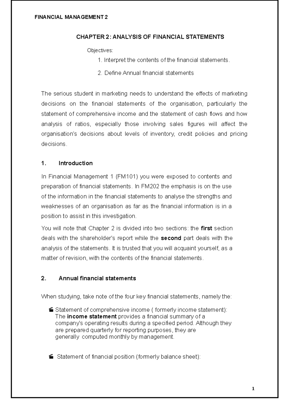 (FM02)- Chapter 2 Analysis OF Financial Statements - FINANCIAL ...