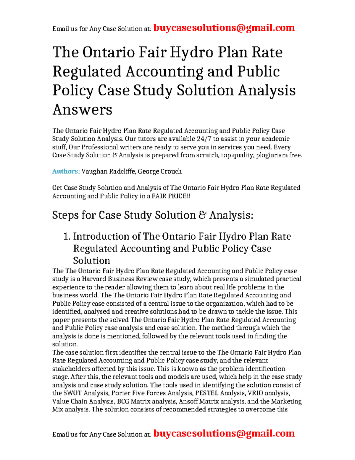 Case Solution The Ontario Fair Hydro Plan Rate Regulated Accounting and ...