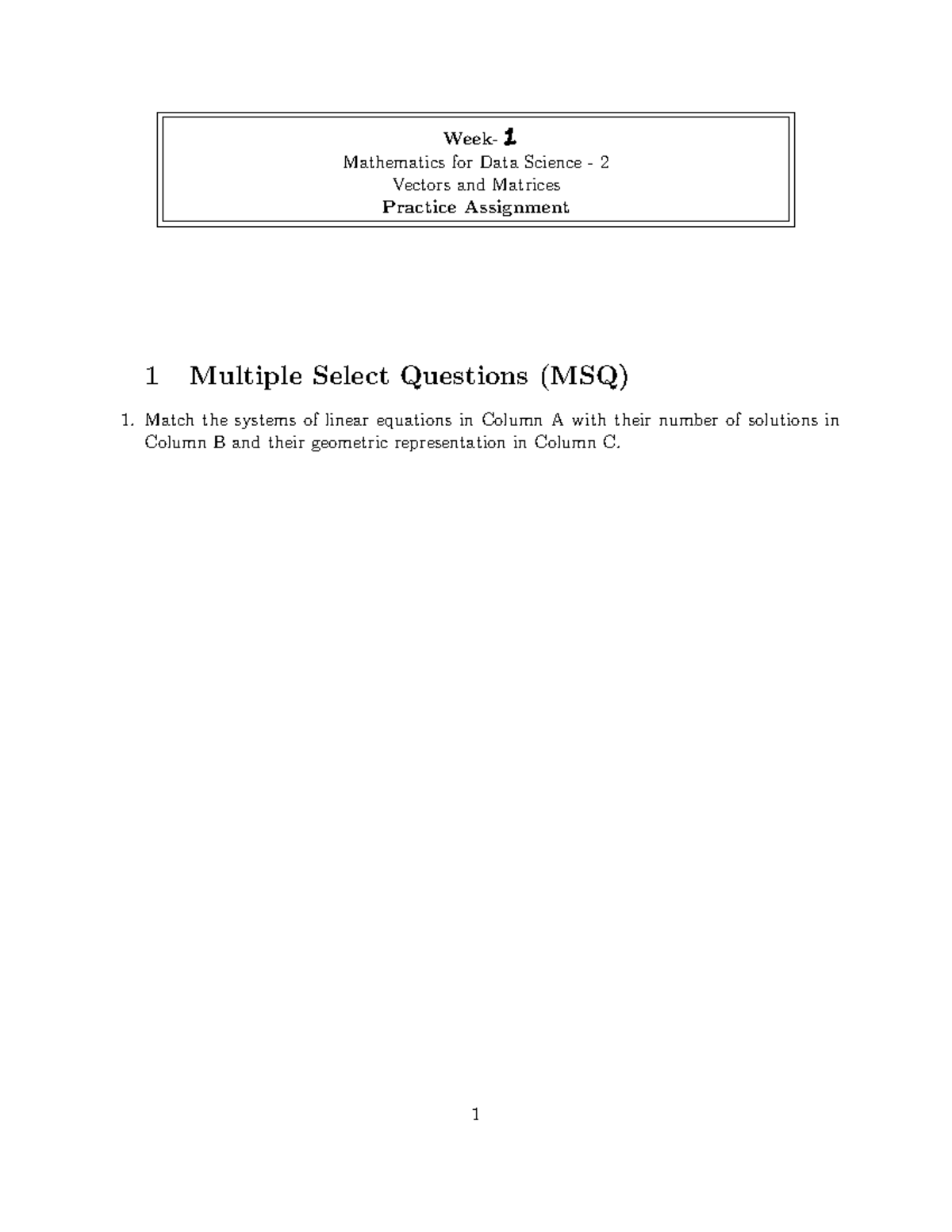 Week 1 - Solution for Week 1 - Week- Mathematics for Data Science - 2 Vectors and Matrices ...