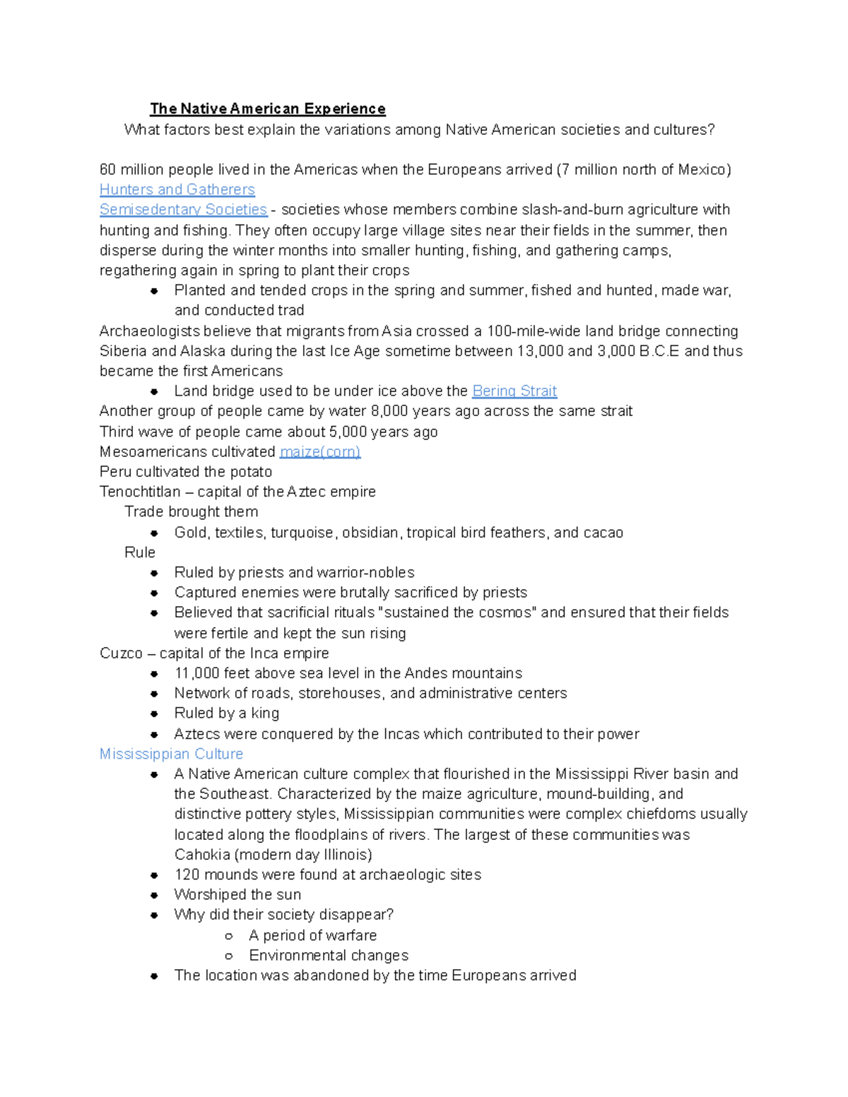 Chapter 1 pt 1 - This section is on the Native American Experience and ...