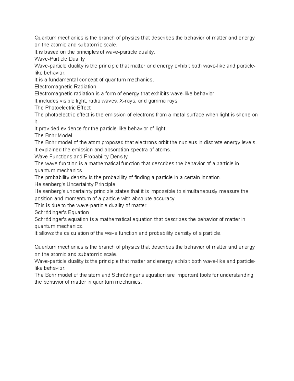 Quantum Mechanics and Wave-Particle Duality Notes - Quantum mechanics ...