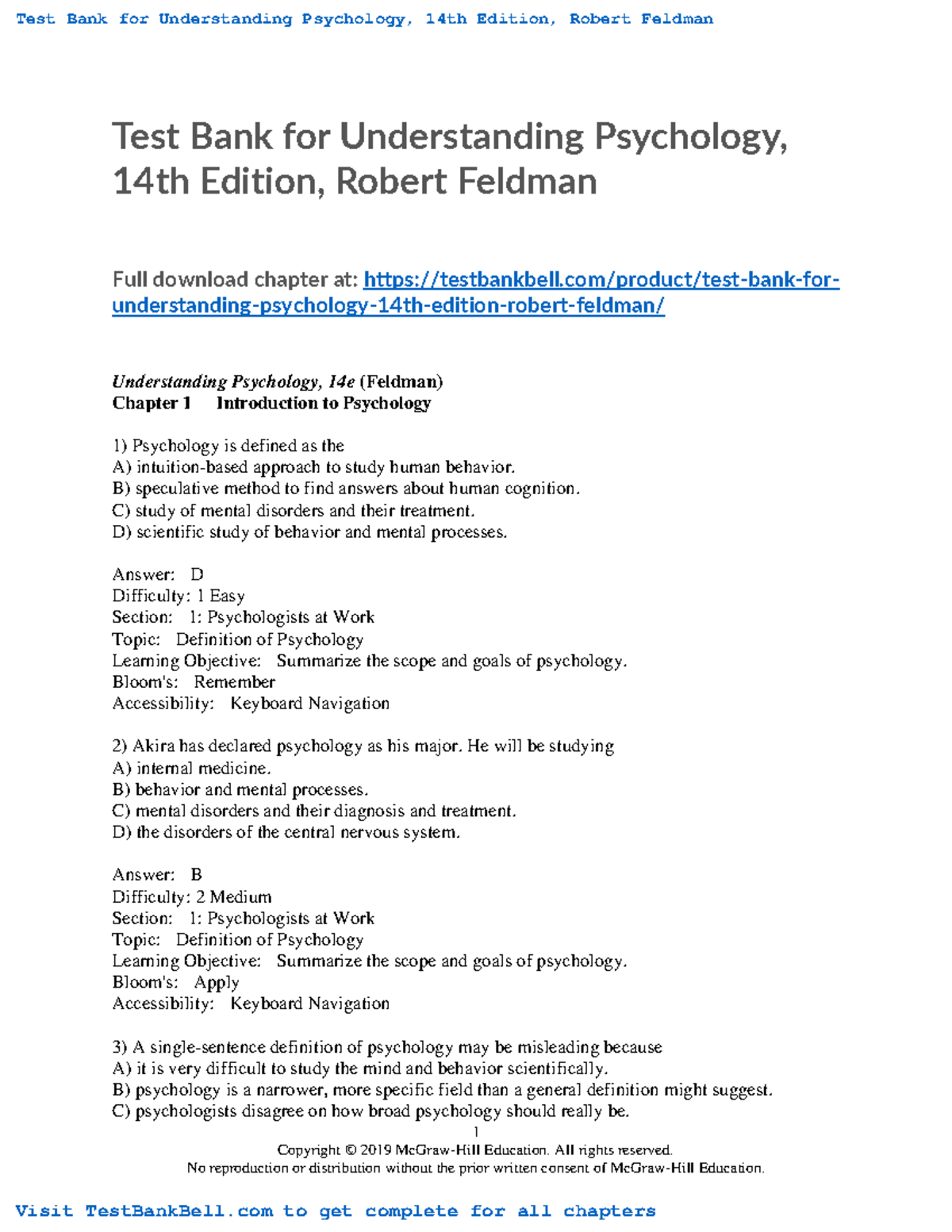 671548455 Test Bank for Understanding Psychology 14th Edition Robert ...