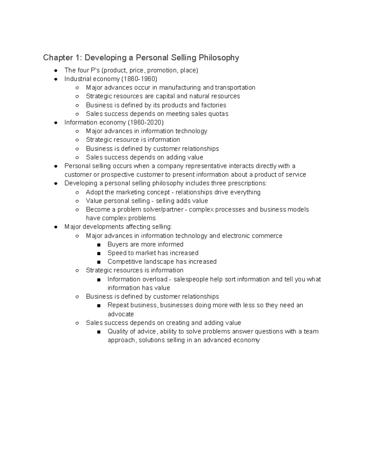 Sales and Sales Management - Chapter 1: Developing a Personal Selling ...