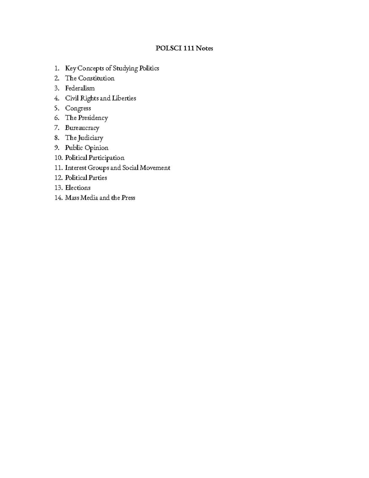 POLSCI 111 Unit 6: The Presidency - POLSCI 111 Notes Key Concepts of ...