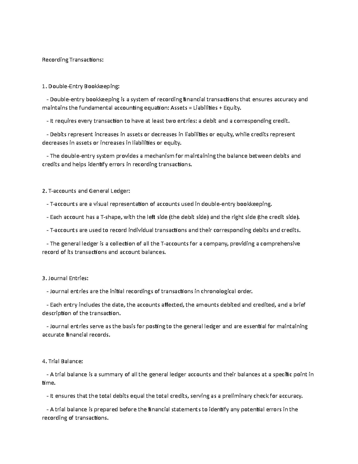 Recording transactions - Recording Transactions: Double-Entry ...