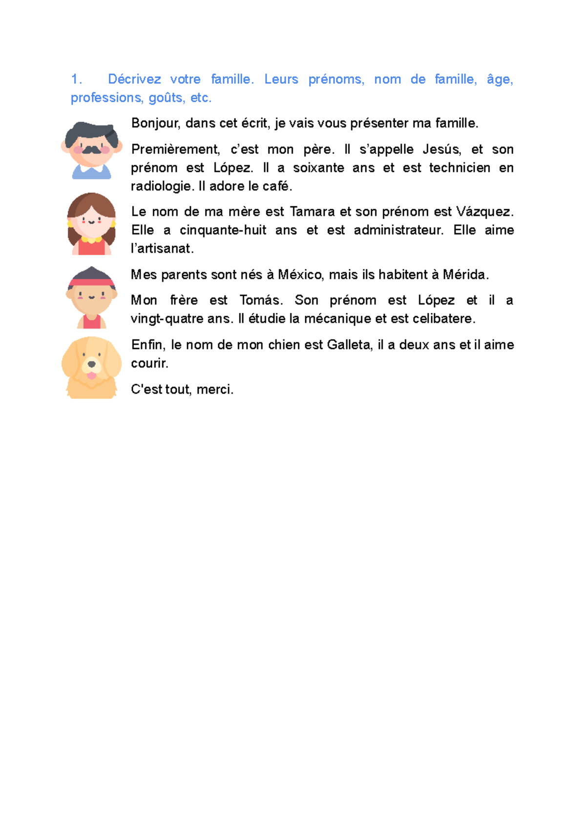 Redacción 1 Describir a mi familia en Francés I - Décrivez votre ...