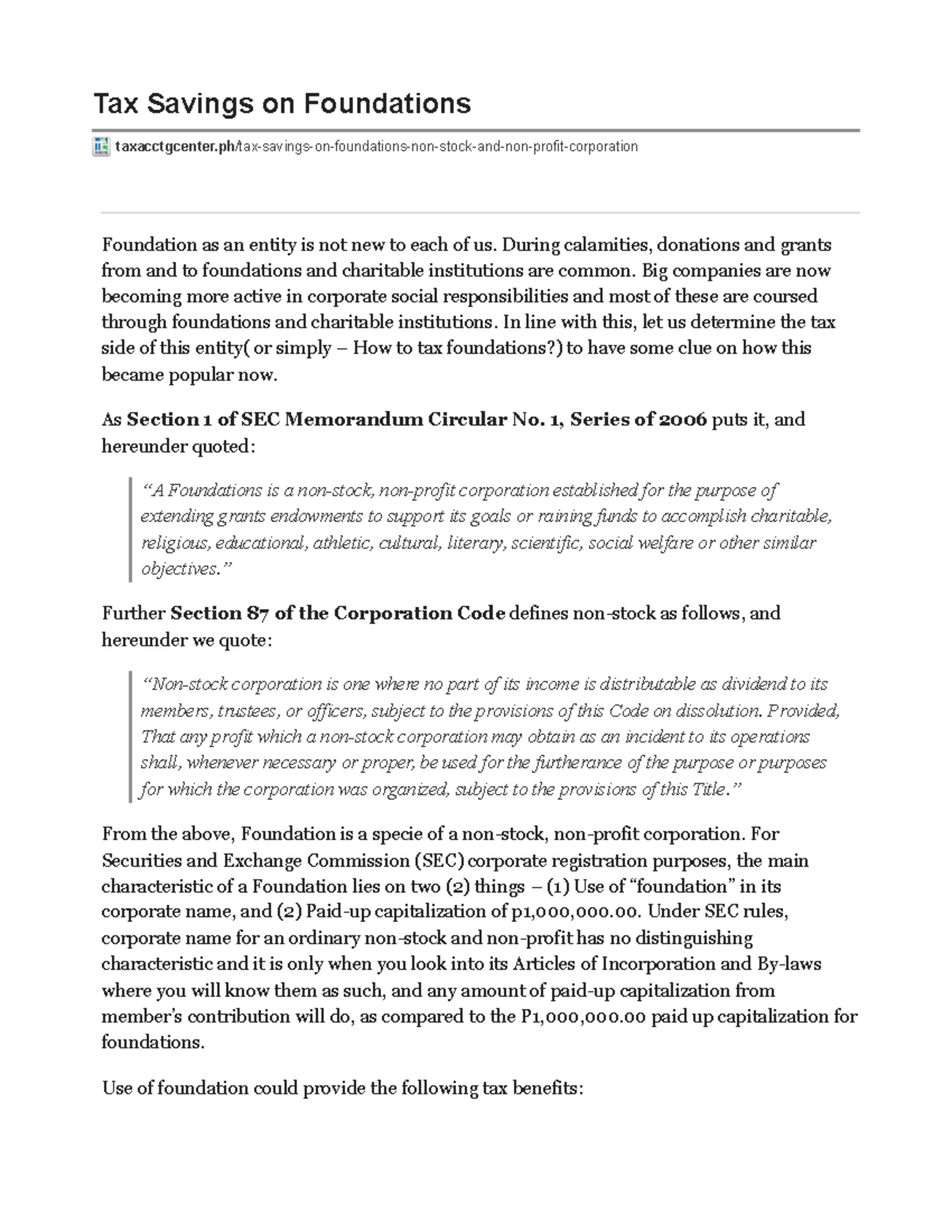 Tax Savings on Foundations - Tax and Accounting Center, Inc - Tax ...