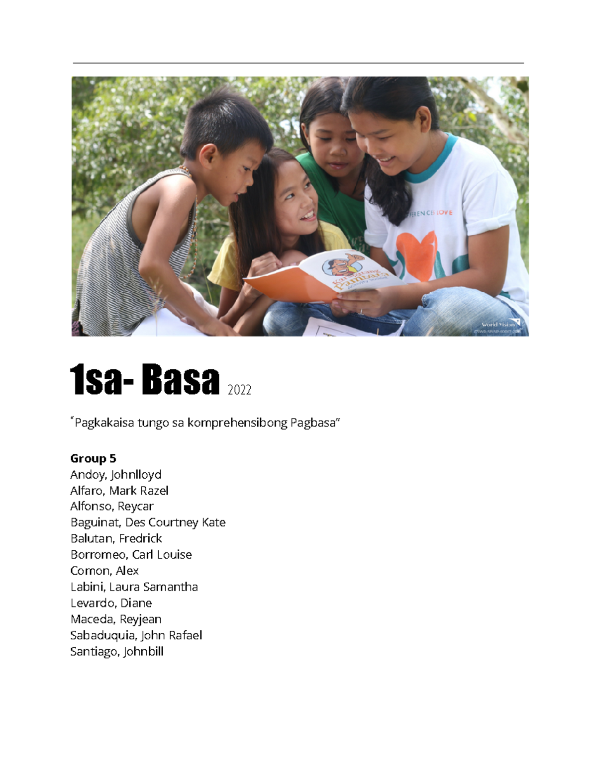 1sa Basa Proposal 1 - Have fun - 1sa- Basa 2022 “Pagkakaisa tungo sa komprehensibong Pagbasa ...