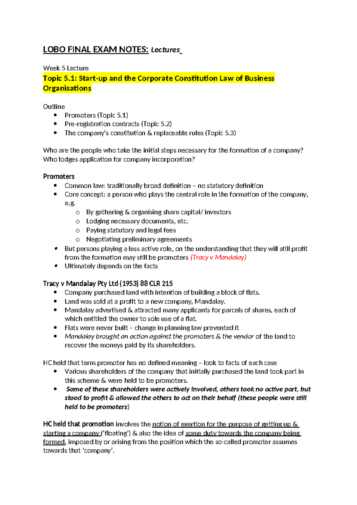 LOBO Final EXAM Notes Lectures 2 - LOBO FINAL EXAM NOTES: Lectures Week ...