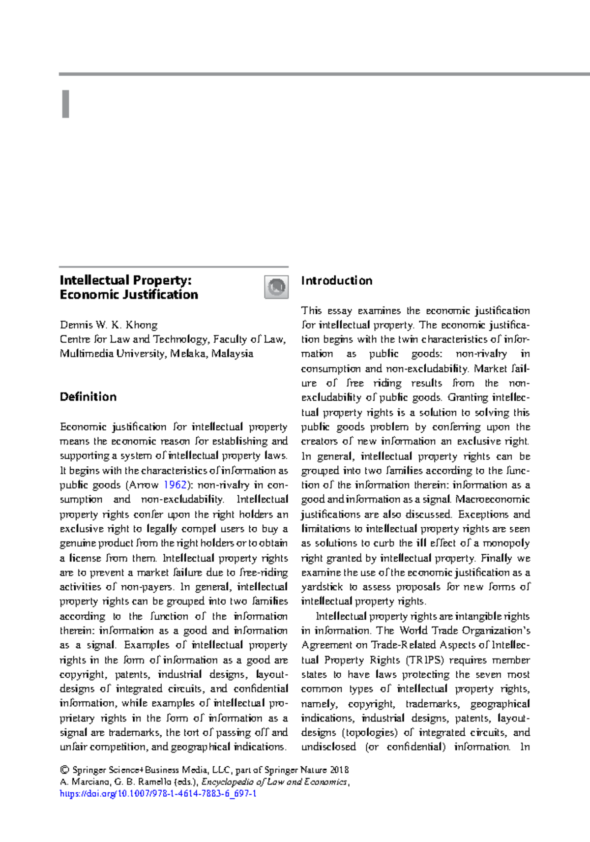 Intellectual Property Economic Justification - Intellectual Property Law - MMU - Studocu