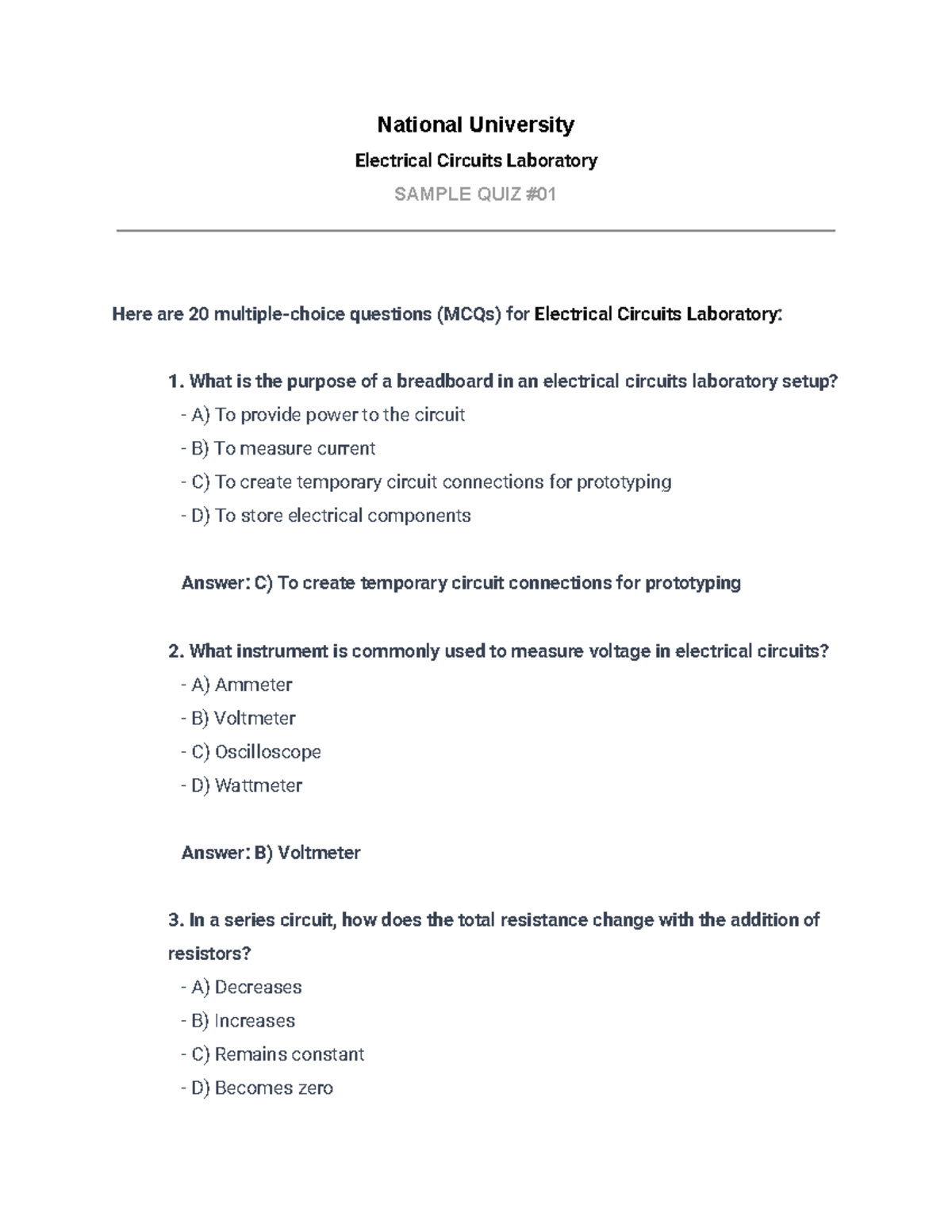 Electrical Circuits Laboratory - National University Electrical ...