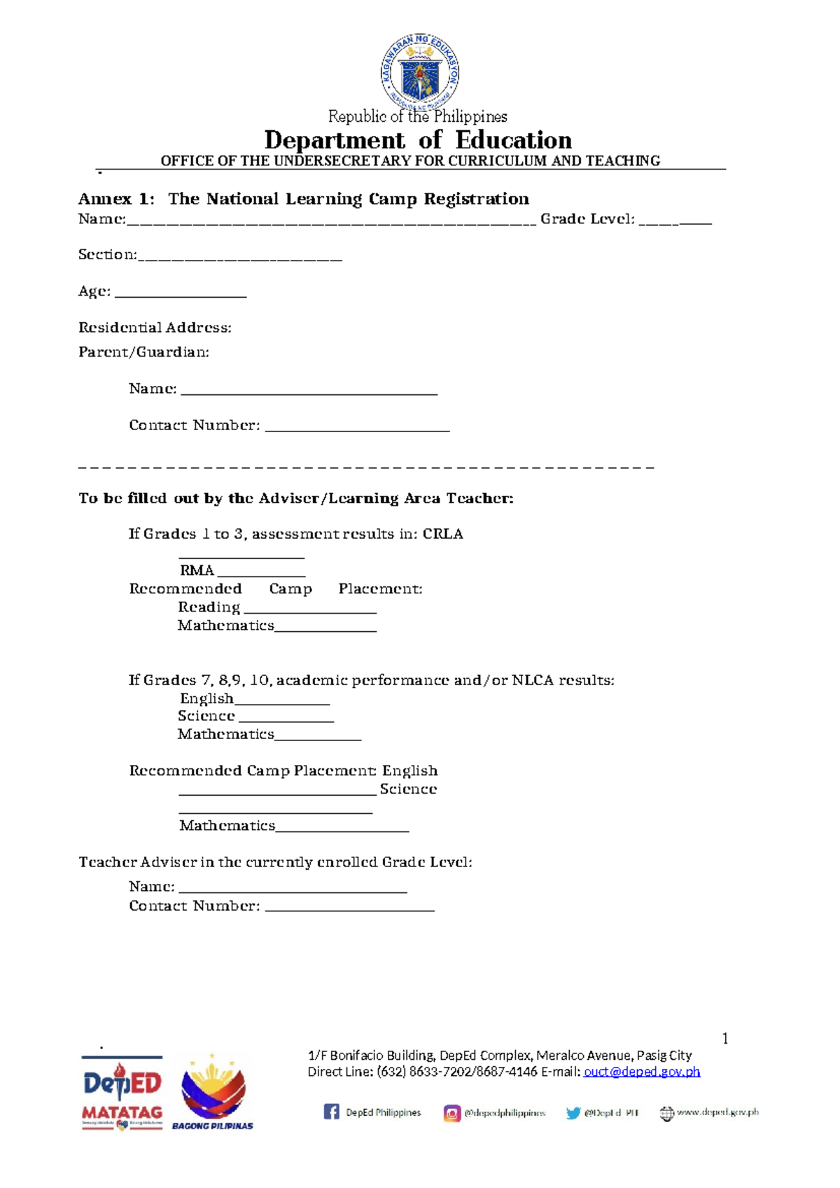 NLC Annex 1 and 2- Registration Form & Parental Consent - 1 1/F ...