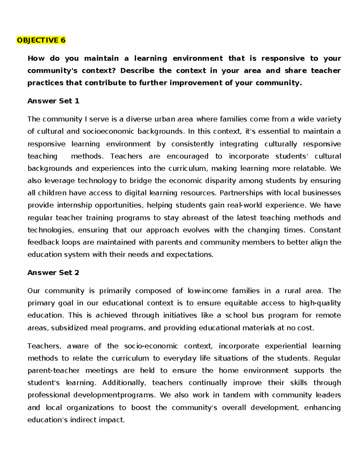 Actual OLD TRF - ranking for teachers - OBJECTIVE 6 How do you maintain ...