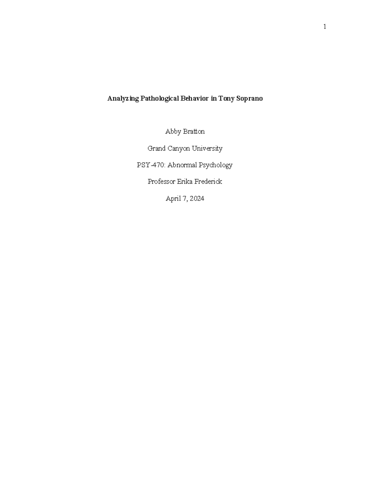 character analysis - Analyzing Pathological Behavior in Tony Soprano ...