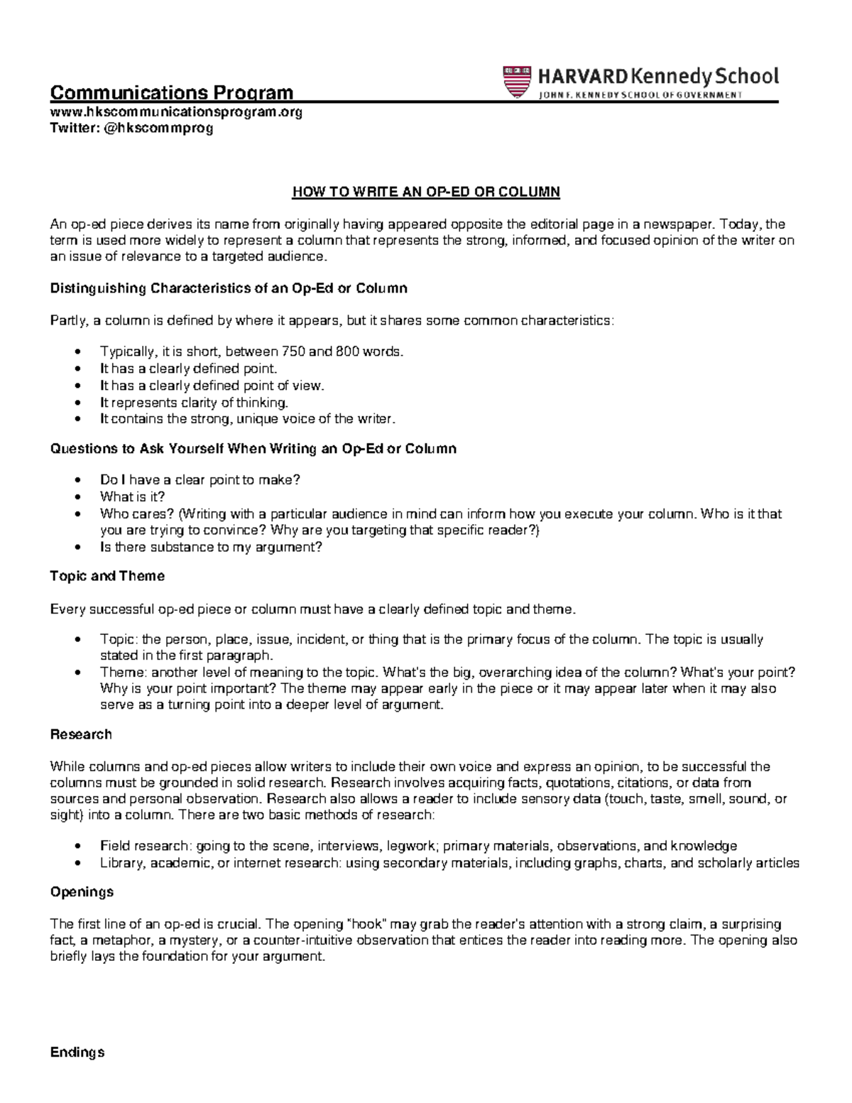 Harvard How to Write an Op-Ed or Column 2012 - Communications Program ...
