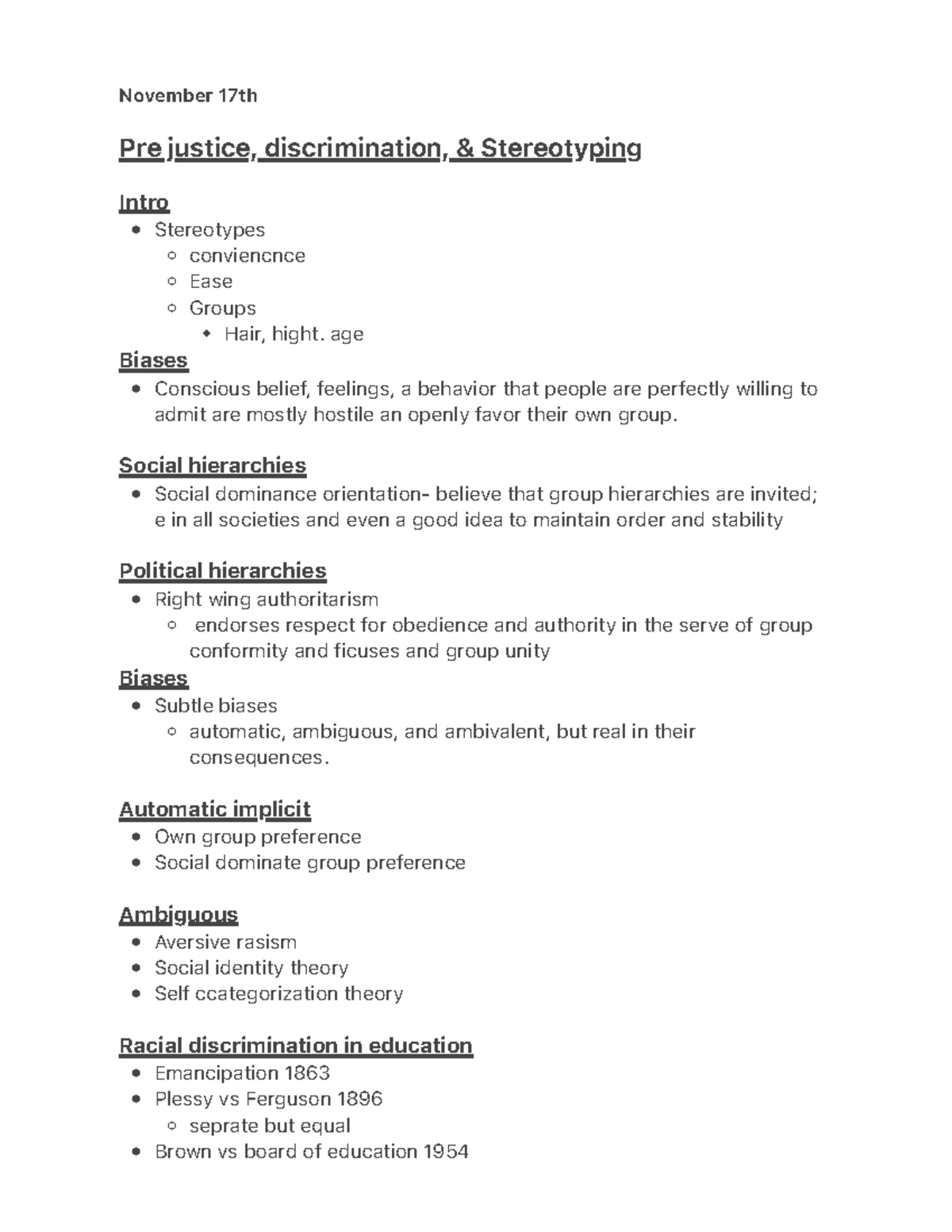 Stereotyping - November 17th Pre justice, discrimination, - Studocu