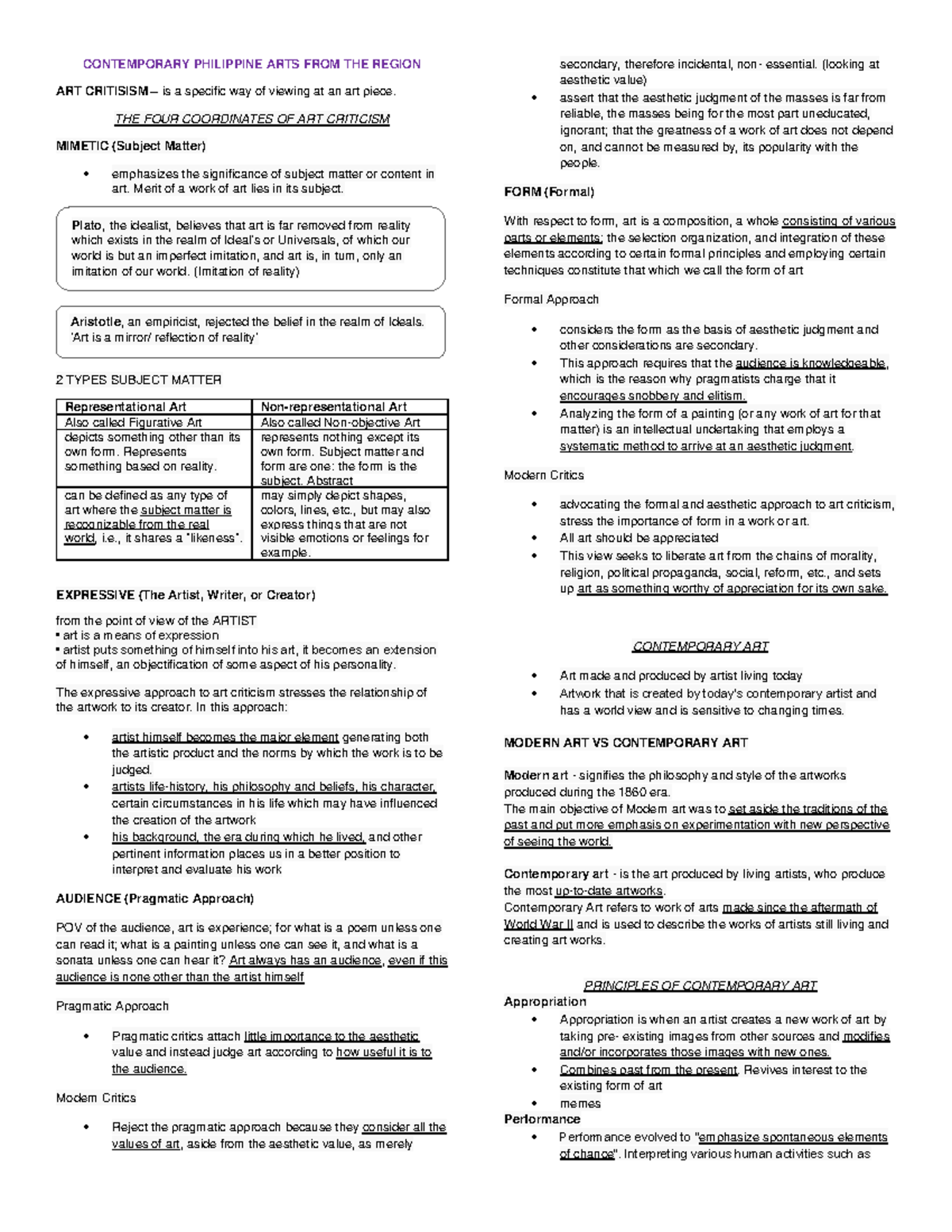 ARTS01G 2QA Reviewer - CONTEMPORARY PHILIPPINE ARTS FROM THE REGION ART ...