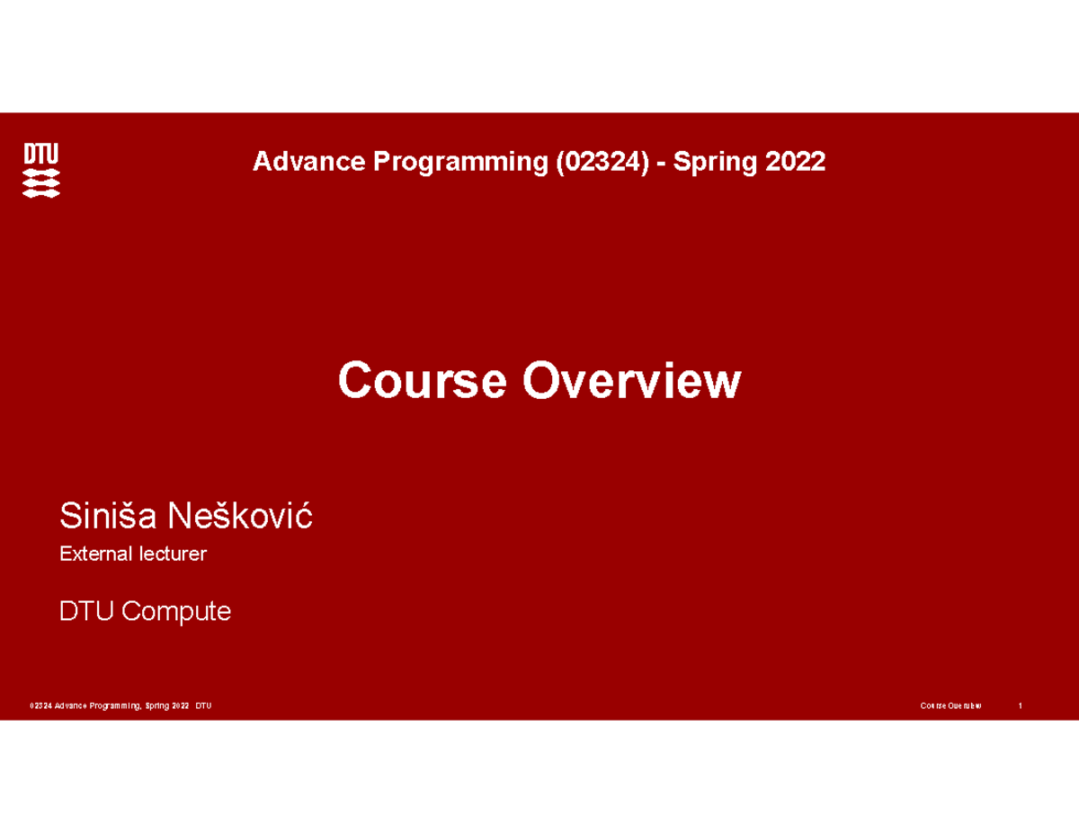 L01 Overview Dette Er Noter Til Den Specifikke Uge Der Giver God