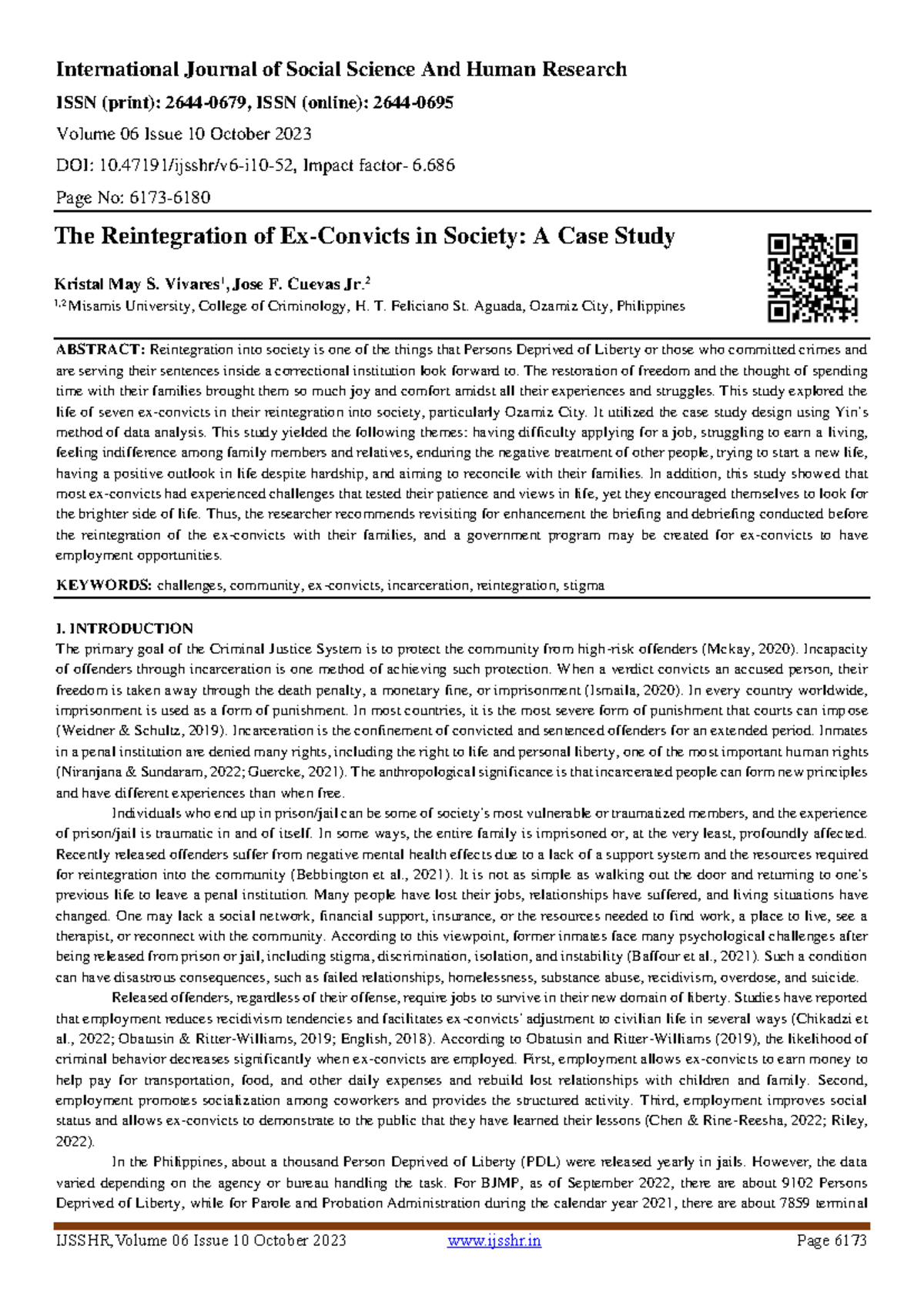 The Reintegration of Ex-Convicts in Society A Case - International ...