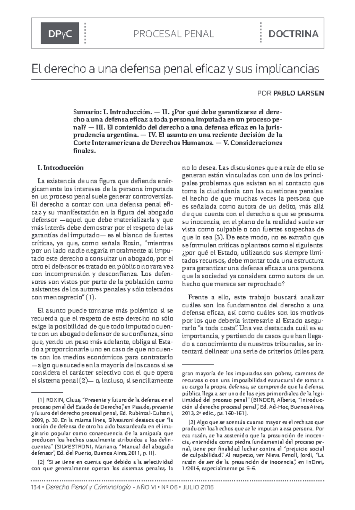 El derecho a una defensa penal eficaz y - 134 • Derecho Penal y ...