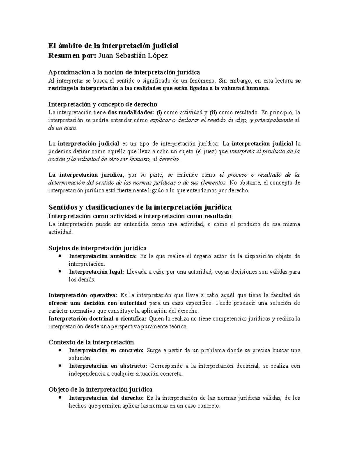 Resumen Lectura 1 - El ámbito de la interpretación judicial - El ámbito ...