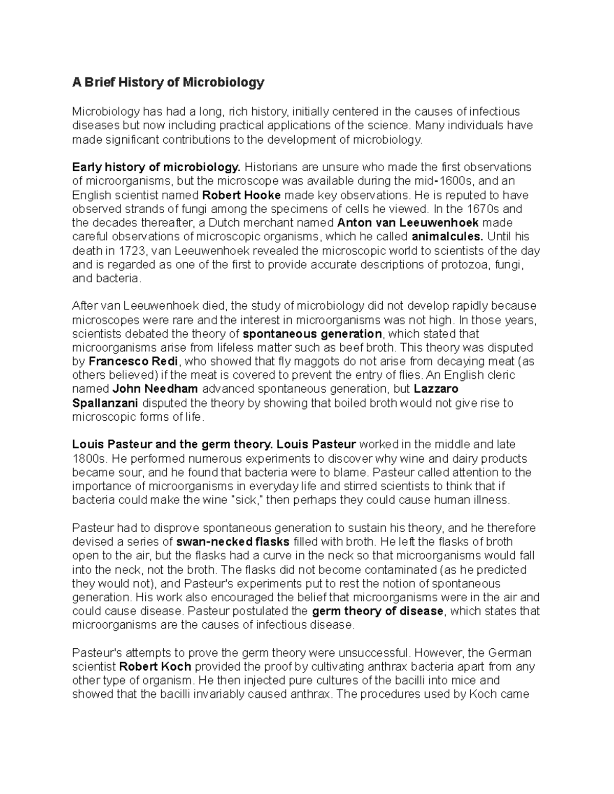 History of Microbiology - A Brief History of Microbiology Microbiology ...