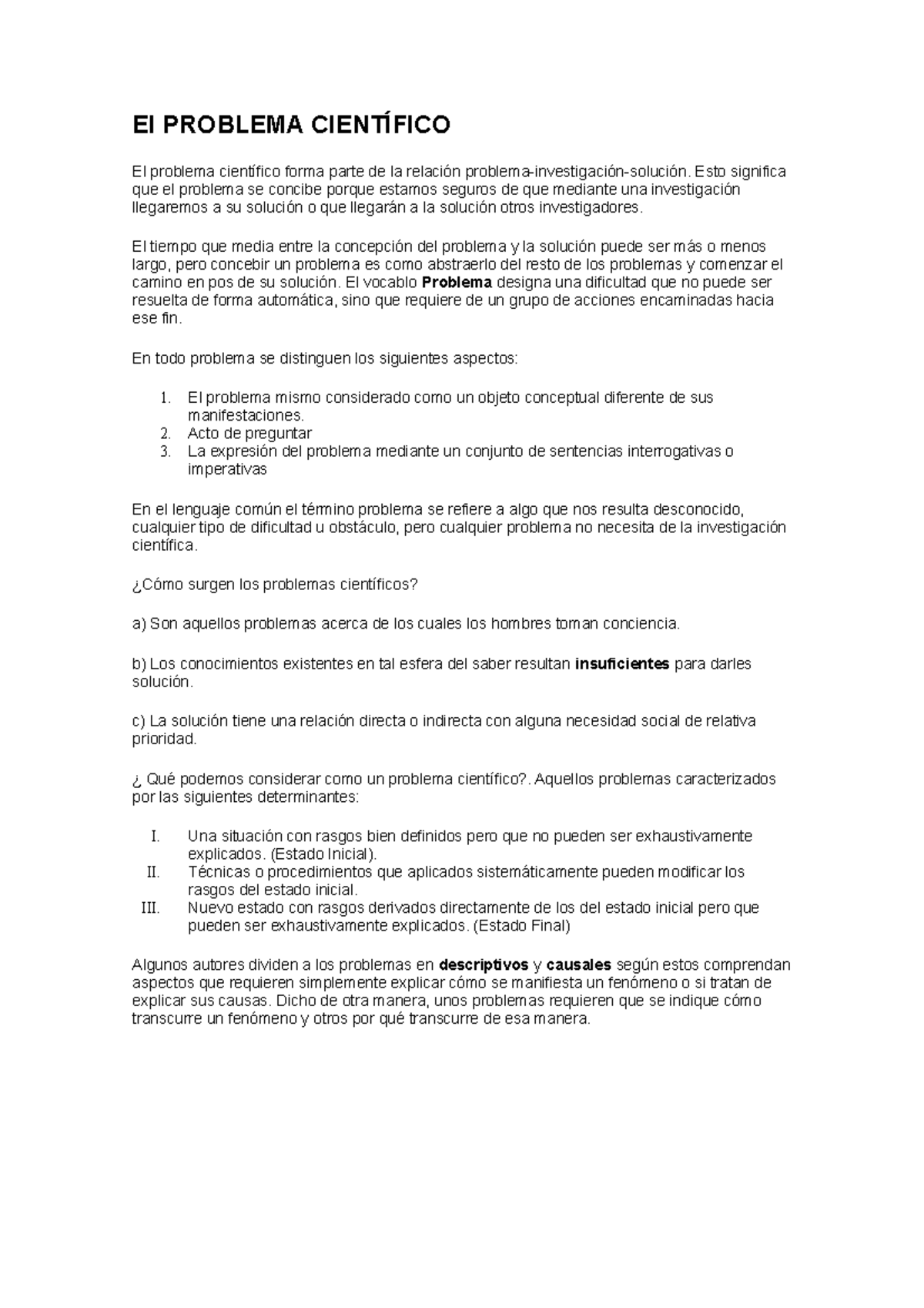 El Problema Científico - El PROBLEMA CIENTÍFICO El problema científico ...