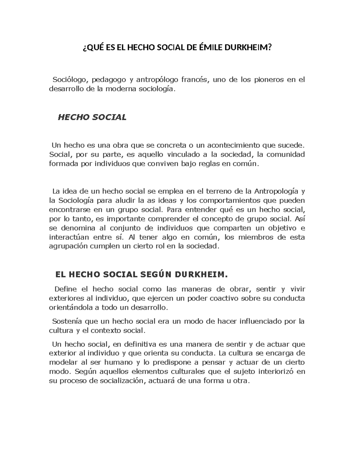 QUÉ ES EL Hecho Social DE Émile Durkheim - ¿QUÉ ES EL HECHO SOCIAL DE ...