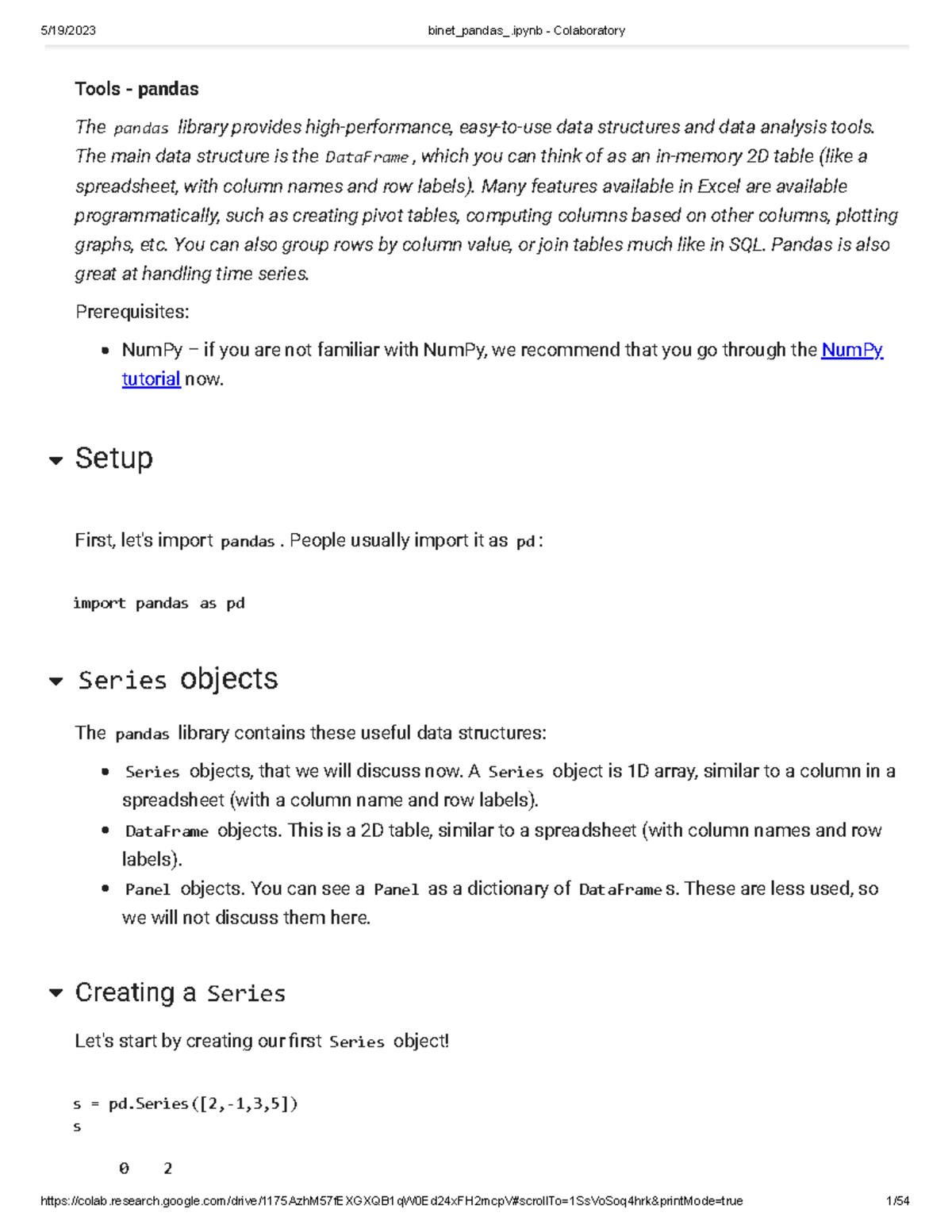 Binet sheriff pandas - review - import pandas as pd s = pd([2,-1,3,5]) s Tools - pandas The ...