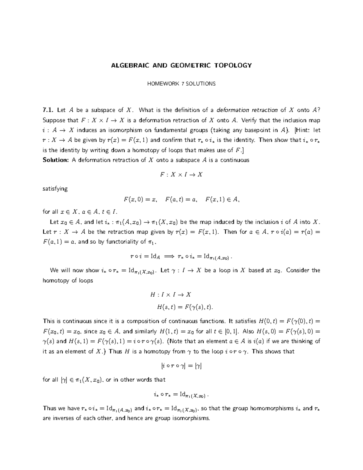 HW7-sol - Detailed solution of Home-work 7 - ALGEBRAIC AND GEOMETRIC ...