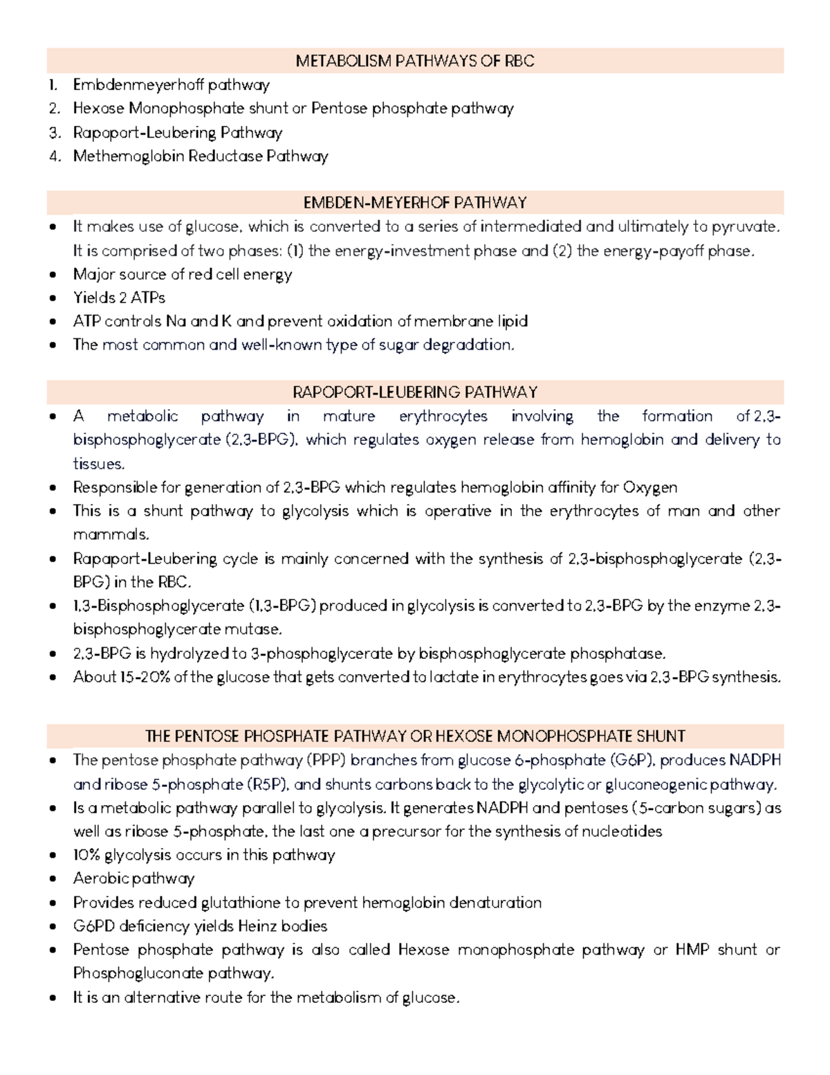 Metabolism Pathways OF RBC - METABOLISM PATHWAYS OF RBC Embdenmeyerhoff ...
