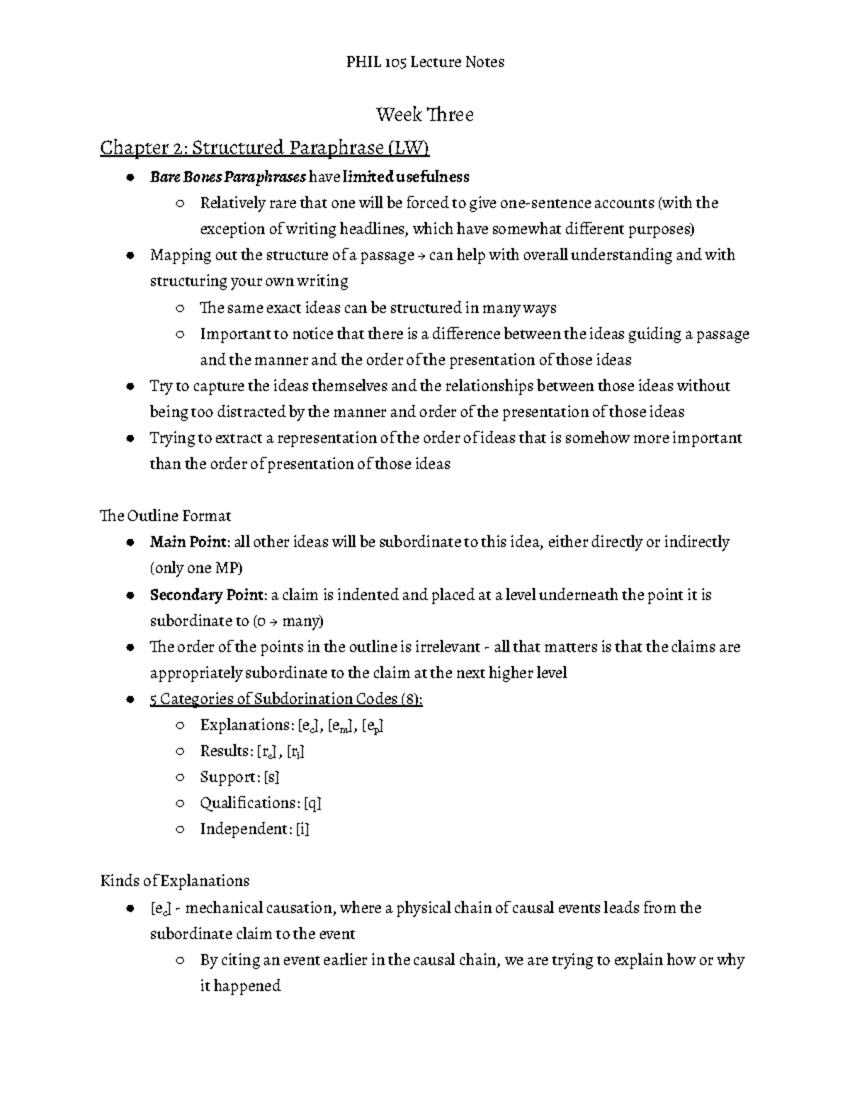 Week Three Phil 105 Lecture Notes Phil 105 Lecture Notes Week Ree Chapter 2 Structured