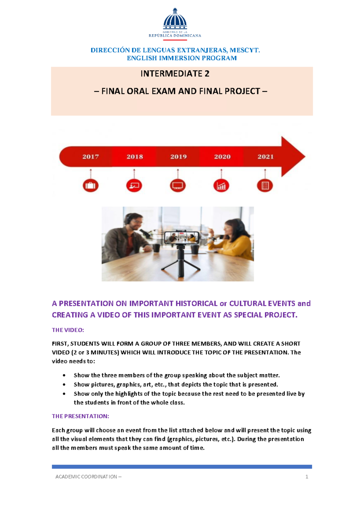 Intermediate 2 - Final ORAL EXAM AND Final Project 2024 BBB (1 ...